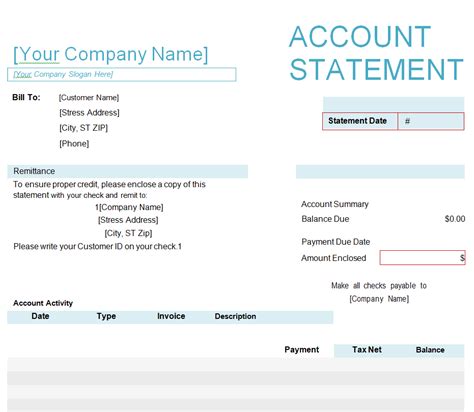 18 Official Statement Of Account Templates In Excel Word Day To Day Email