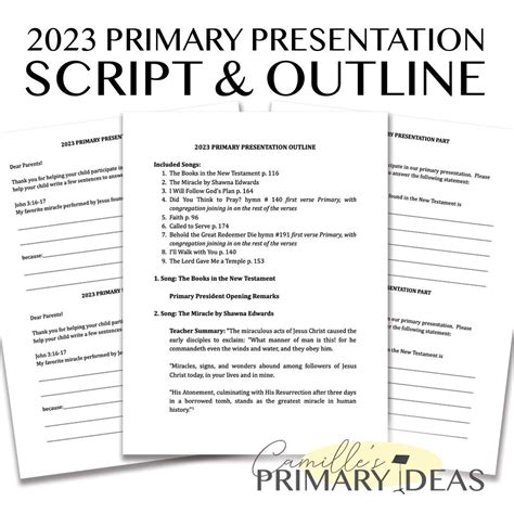 Primary Presentation Script Outline For The New Testament Primary Program Primary