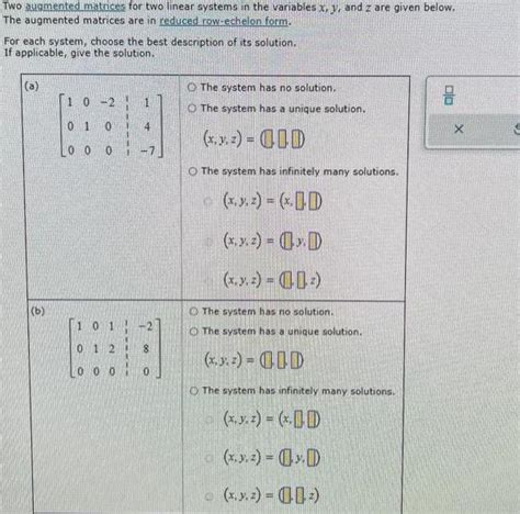 Answered Two Augmented Matrices For Two Linear Systems In The Kunduz
