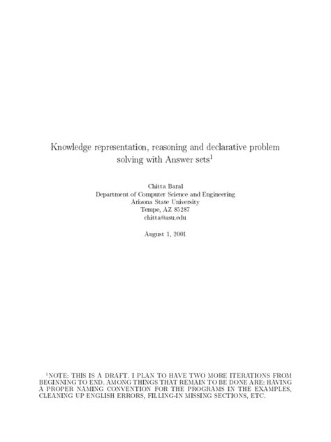 knowledge representation reasoning and declarative problem solving with answer sets chitta