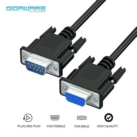 Gigaware Rs232 Computer Monitor Video Cord Male To Female Serial Cable Data Communication