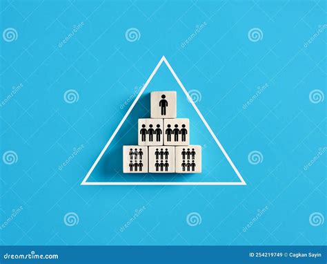 Pyramid Of Wooden Cubes Symbolizing The Hierarchy Of Society Or Company
