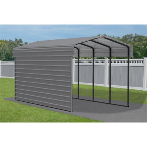 Arrow 1 Sided 10x20x9 Enclosure Galvanized Steel Carport Kit Charcoal
