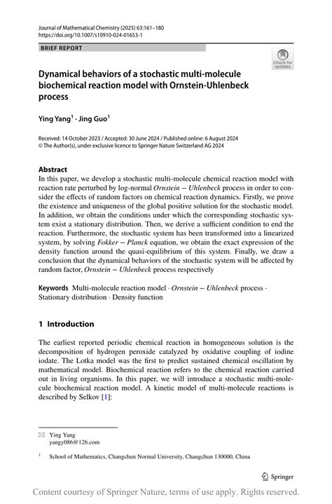 Dynamical Behaviors Of A Stochastic Multi Molecule Biochemical Reaction