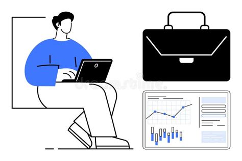 Business Professional With Laptop Briefcase And Data Analytics Dashboard Reflecting Modern