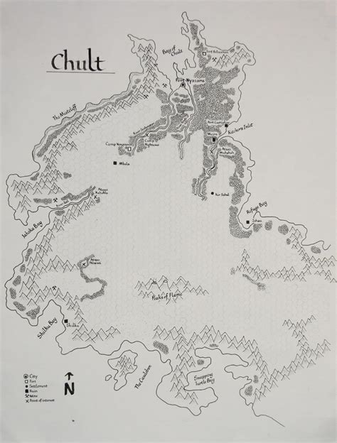 [oc][art] Hand Drawn Map Of Chult For The People Who Asked For An Straight On Shot For Their