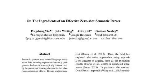 On The Ingredients Of An Effective Zero Shot Semantic Parser Acl Anthology