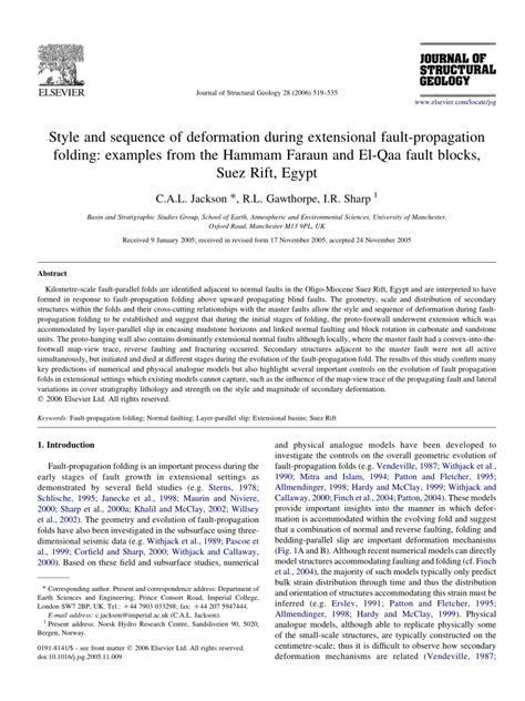 Pdf Style And Sequence Of Deformation During Extensional Fault Propagation Folding Examples
