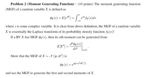 Solved Problem 2 Moment Generating Function 10 Points