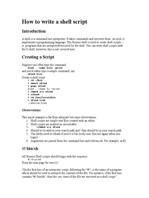 How To Write A Shell Script Pdf Command Line Interface Filename