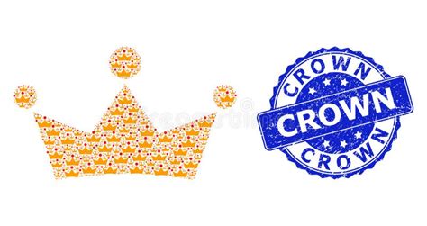 Textured Crown Round Watermark And Recursion Crown Icon Collage Stock Vector Illustration Of