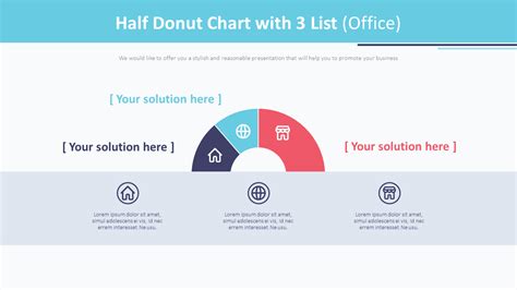 Half Donut Chart With 3 List Office