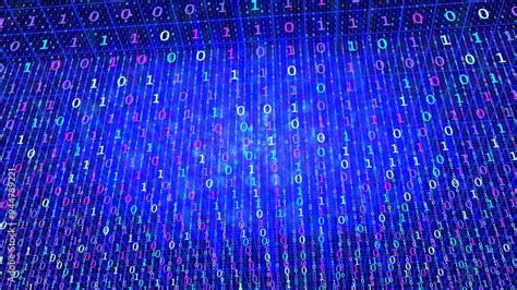 the binary code technical transforming and glowing background animation as 3d modeling
