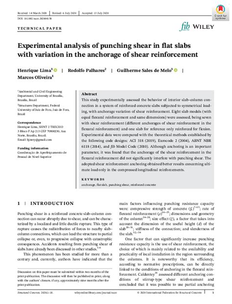 Pdf Experimental Analysis Of Punching Shear In Flat Slabs With Variation In The Anchorage Of