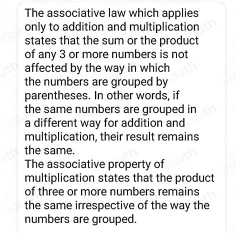 Solved Complete The Statements About The Associative Property And