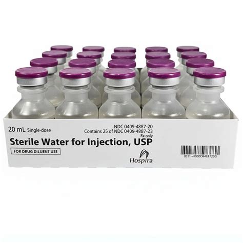 Sterile Water Injection 20 Ml Single Dose Vials By Hospira 25 Tray Rx