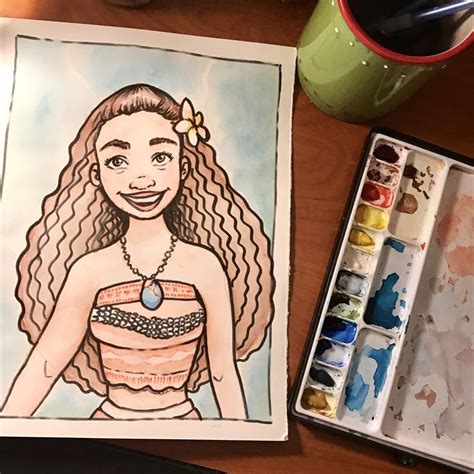 📷instagram Jessicagracestudio Moana Watercolor Painting From Today