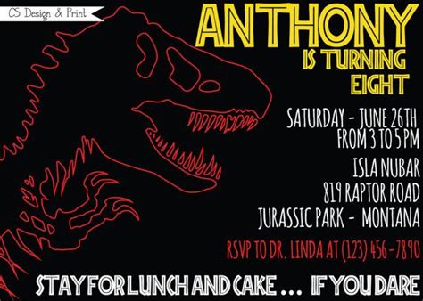 Skeletal Dinosaur Birthday Party Invitation Printable Invitation