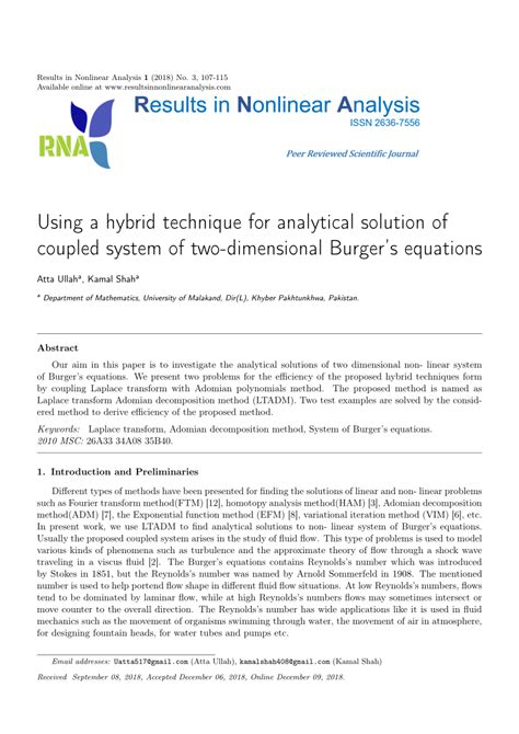 Pdf Using A Hybrid Technique For Analytical Solution Of Coupled