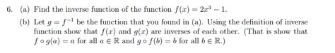 Solved A Find The Inverse Function Of The Function Chegg Com