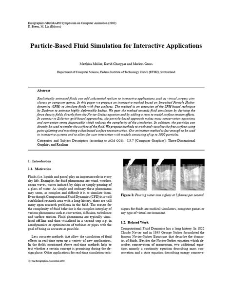 Particle Based Fluid Simulation Pdf Navierstokes Equations