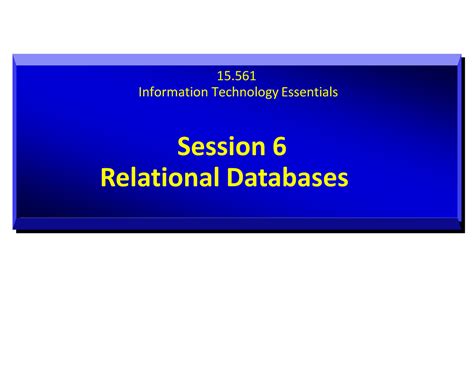 relational database lecture 15 information technology essentials session 6 relational