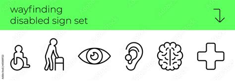 Wayfinding Icons Disabled Sign Set Way Finding Symbols Accessible