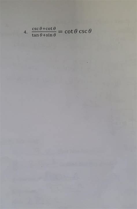 Solved 4 csc cote tan Ꮎ sin Ꮎ cot csce Chegg com