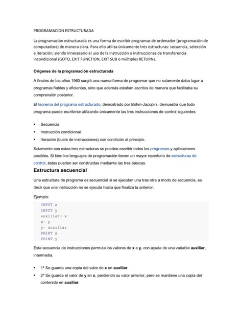 Programacion Estructurada Y Orientada A Objetos Pdf Programa De Computadora Programación