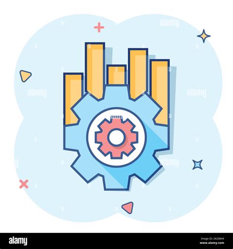 Operation Project Icon In Comic Style Gear Process Vector Cartoon