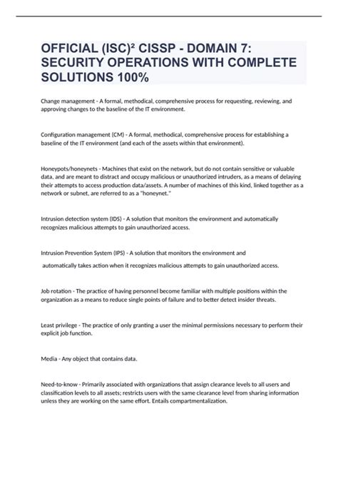 Official Isc ² Cissp Domain 7 Security Operations With Complete Solutions 100 Cissp
