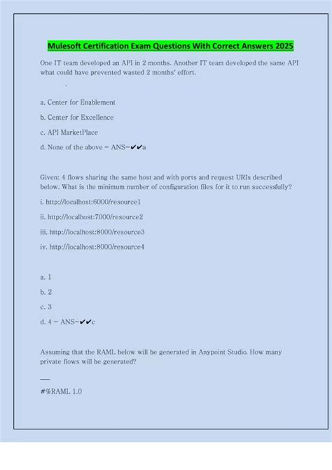Mulesoft Certification Exam Questions With Correct Answers 2025