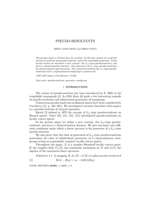pdf pseudo resolvents