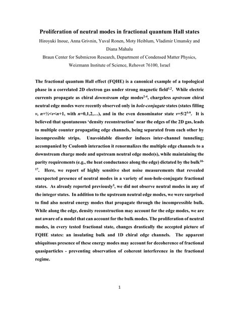 Pdf Proliferation Of Neutral Modes In Fractional Quantum Hall States