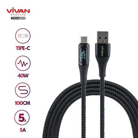 Jual Vivan Vic Kabel Data Usb To Type C Data Cable W A Fast Charging Smart Led Display