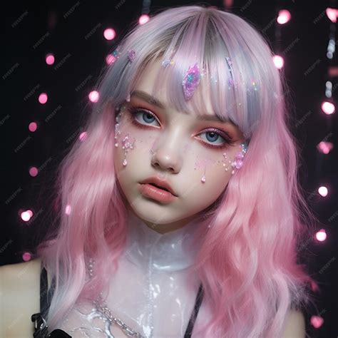 Premium Photo Teen Girl With Trendy Egirl Makeup