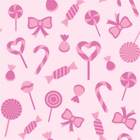 Bright Pink Seamless Pattern With Sweets Candies Lollipops And Ribbons Pink Vector