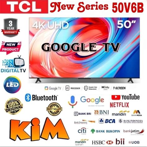 Jual TCL 50V6B Smart TV 50 Inch Google TV 4K UHD T Screen Dolby Audio HDR 10 New Series