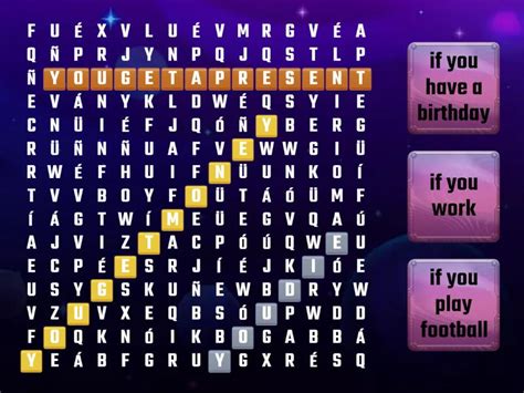 Zero Conditional Wordsearch