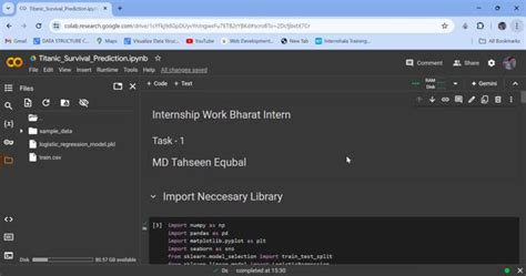 Video Worked On Titanicsurvival Prediction Project Md Tahseen Equbal Posted On The Topic