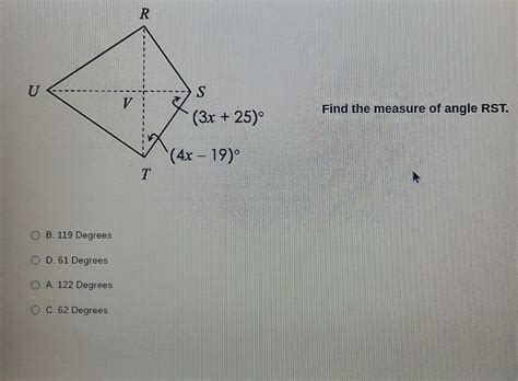 Solved Find The Measure Of Angle Rst B 119 Degrees D 61