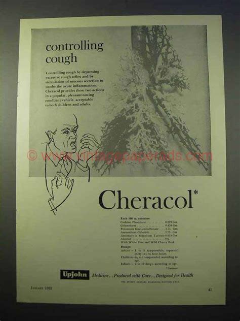 1953 Upjohn Cheracol Ad Controlling Cough Bk0019