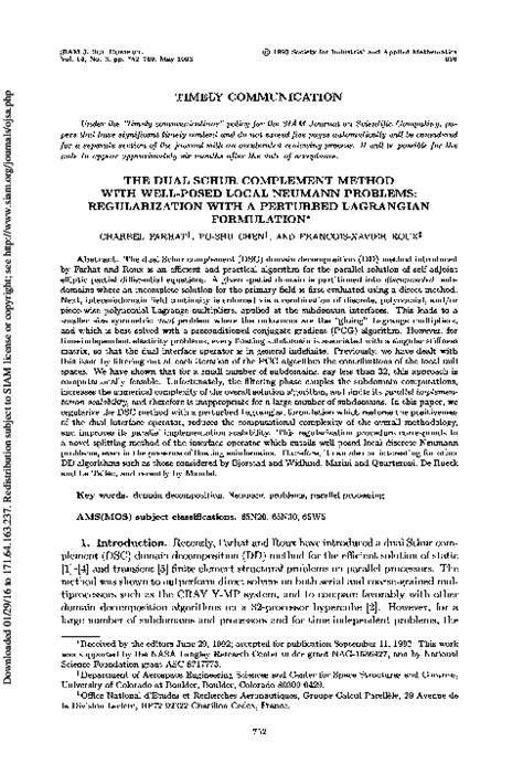 pdf the dual schur complement method with well posed local neumann