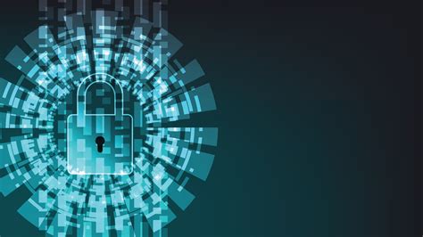 Digital Padlock With Virtual Screen On Dark Green Background Cyber Security Technology For