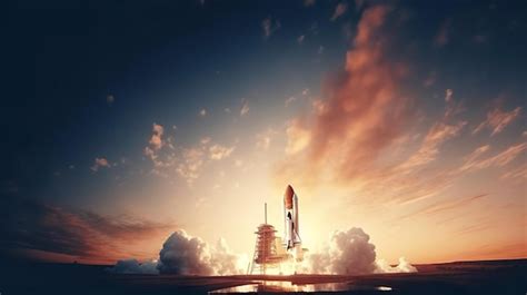 Premium Ai Image New Space Rocket Lift Off Space Shuttle With Smoke
