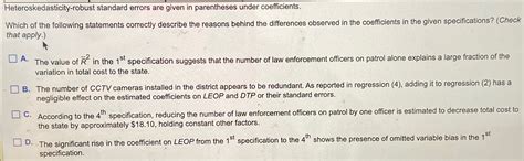 Solved Heteroskedasticity Robust Standard Errors Are Given