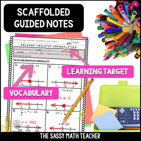 Solving And Graphing Two Step Inequalities Guided Notes And Practice Worksheet The Sassy Math