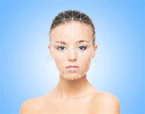Face Of A Beautifyl Girl With A Scanning Grid On Her Face Face Id