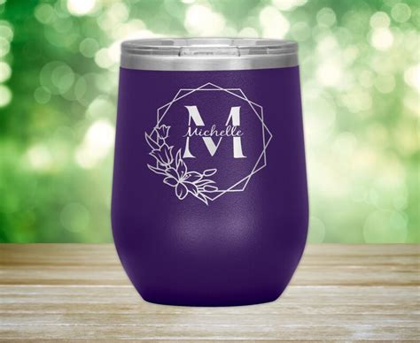 Personalized Wine Tumbler Custom Monogram Stemless Wine Etsy