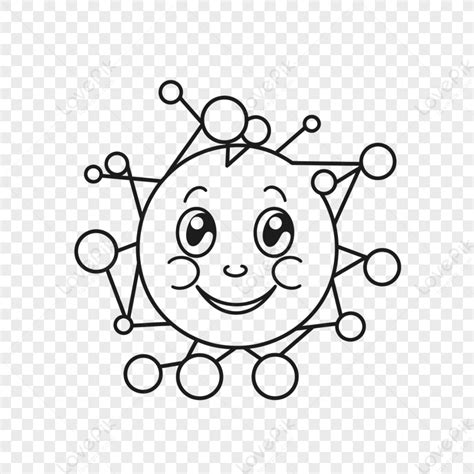 Smiling Virus With A Network Of Dots Outline Sketch Drawing Vector Png